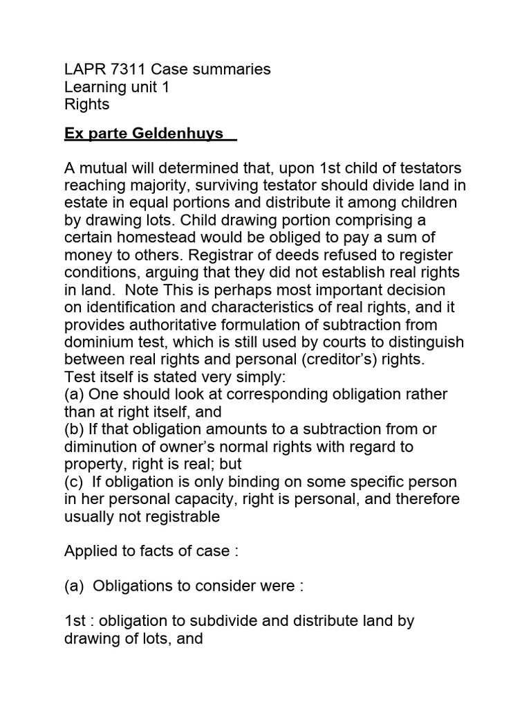 LAPR 7311 Case Summaries | PDF | Lease | Legal Concepts