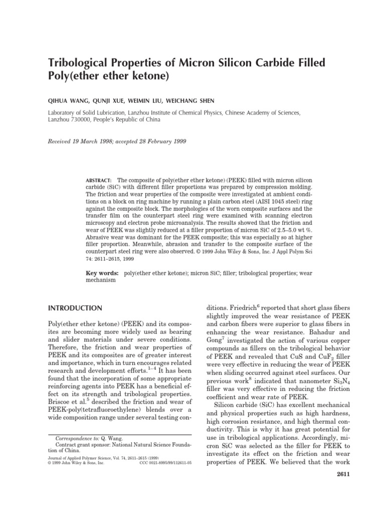 Tribological Properties of SiC | PDF | Wear | Friction