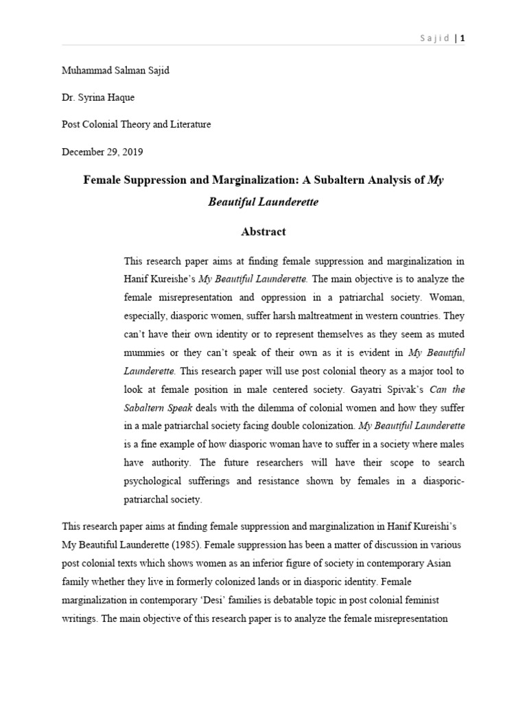 Female Suppression and MArginalization | PDF | Postcolonialism | Feminism