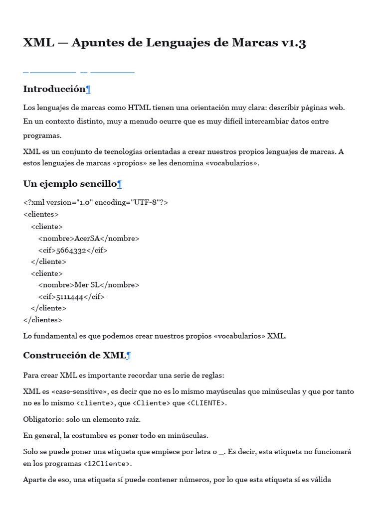 XML - Apuntes de Lenguajes de Marcas v1.3 | PDF | Xml | Lenguaje de marcado