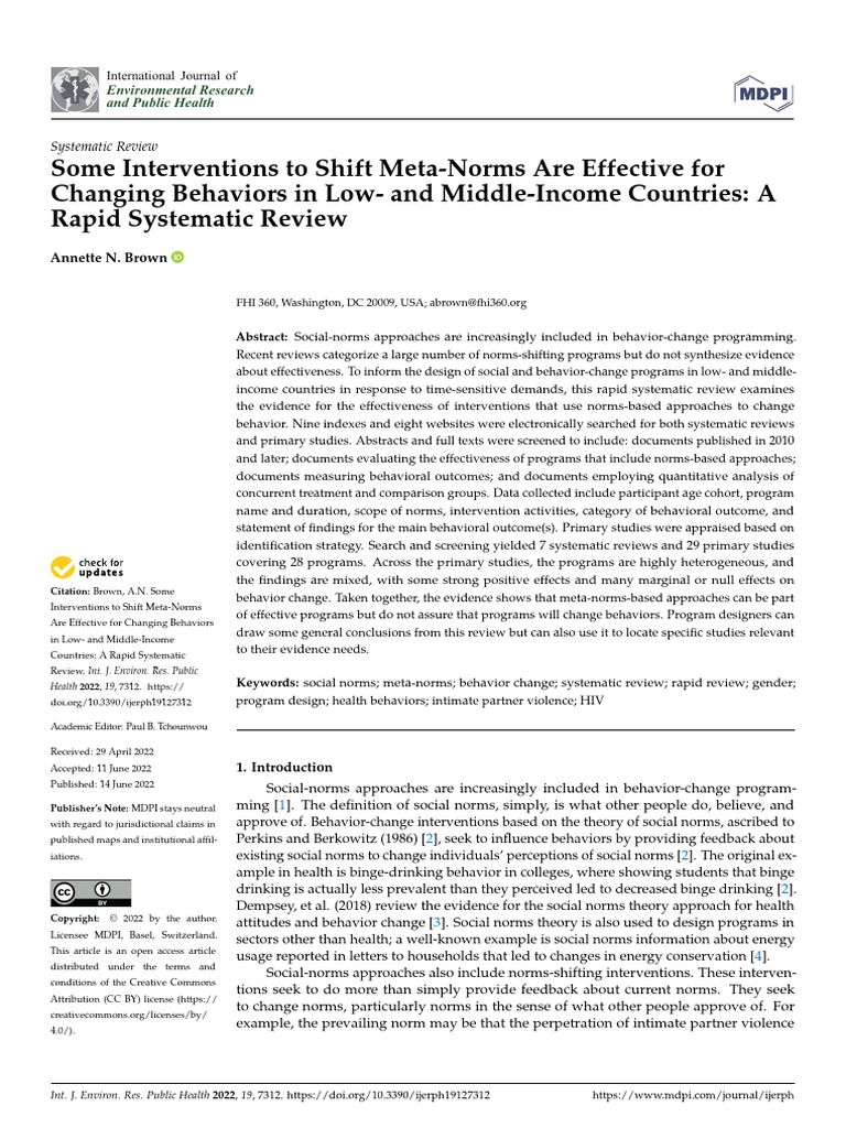 Some Interventions To Shift Meta Norms A | PDF