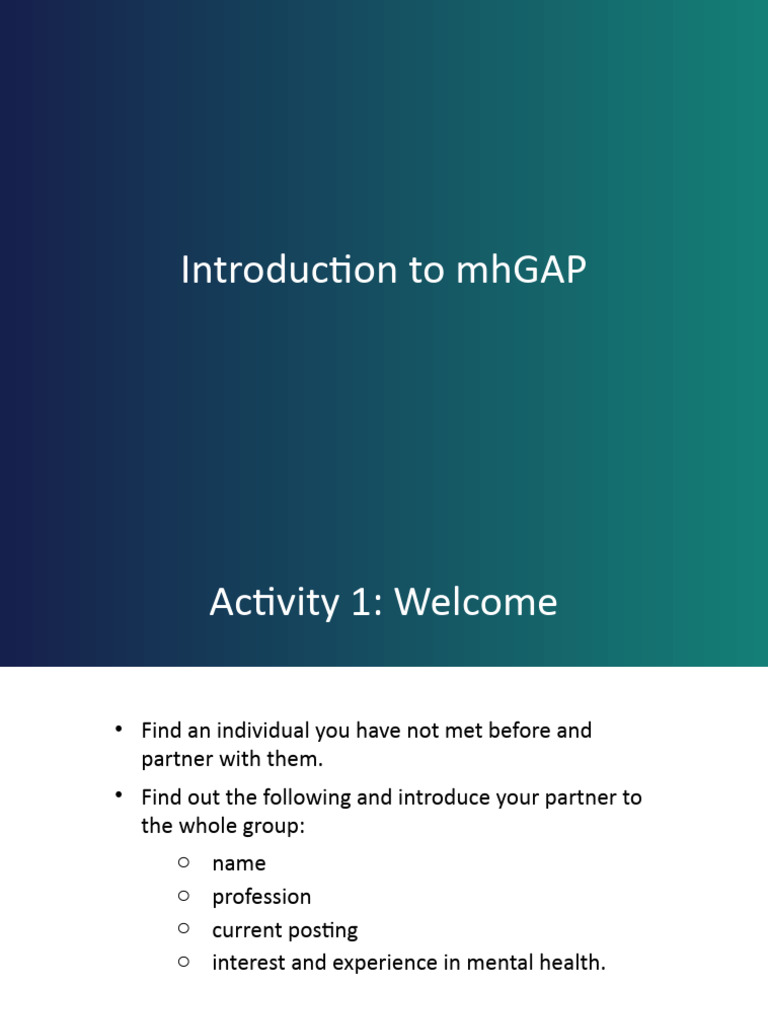 mhGAP Training for Non-Specialists | PDF | Self-Improvement