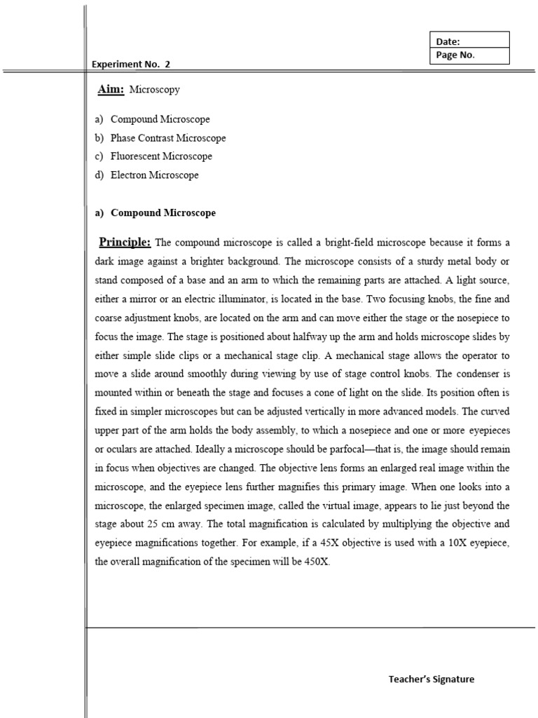 Expt. 2 - Micros | PDF | Microscope | Microscopy Expt. 2 - Micros | PDF | Microscope | Microscopy
