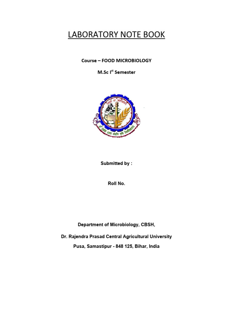 Laboratory Note Book: Course - Food Microbiology M.SC I Semester | PDF ...