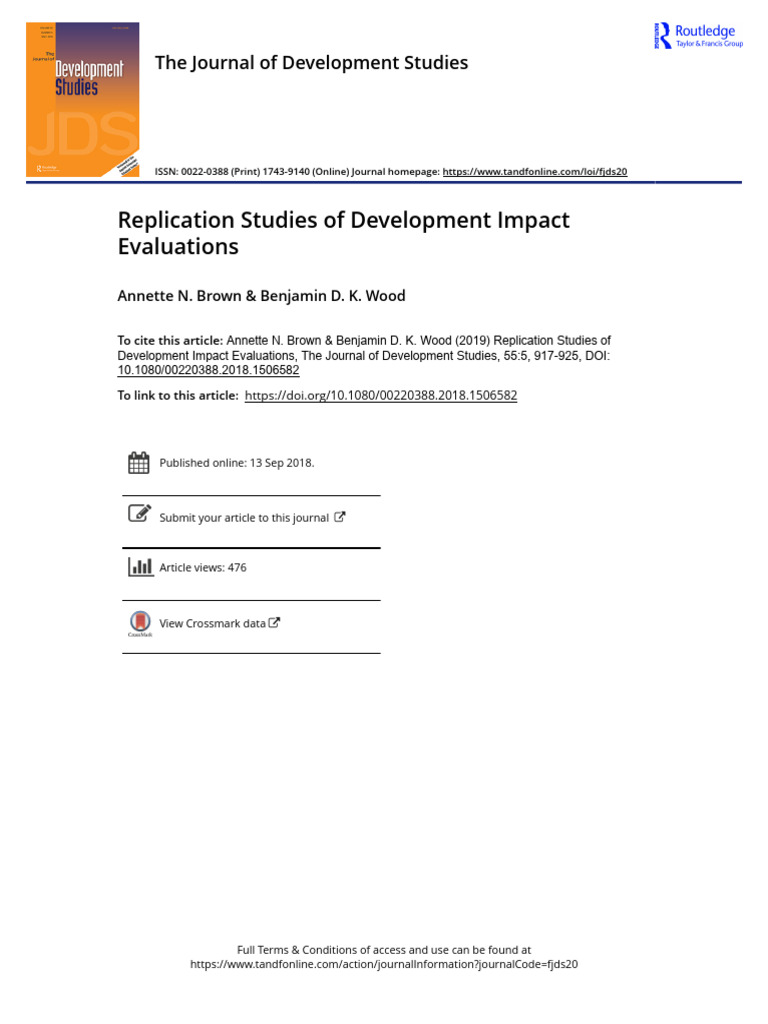Replication Studies of Development Impac | PDF | Statistics | Analysis