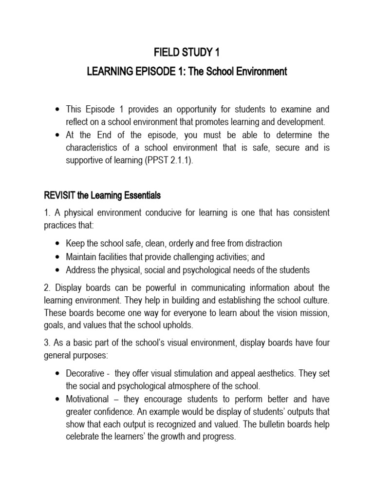 Fs-1-Learning-Episode-3 2 | PDF | Classroom | Learning