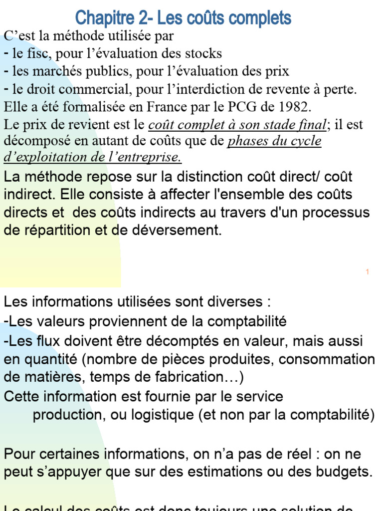 CHAP 2_Coûts Complets Suite | PDF