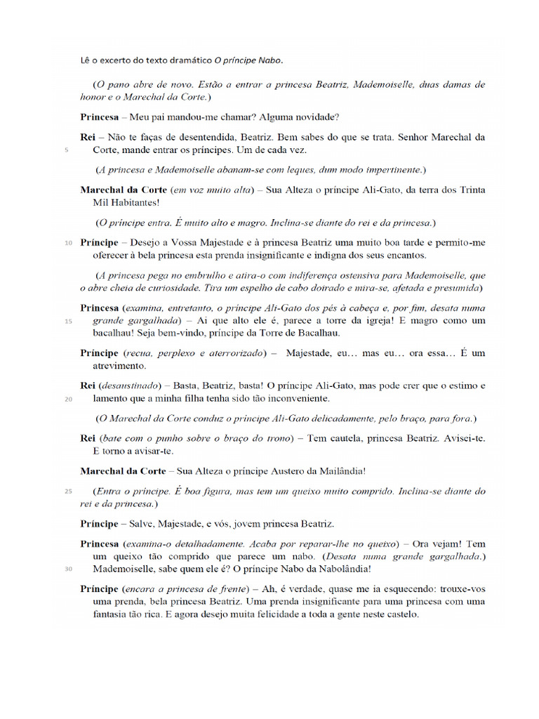 Pt - Texto Dramatico 5.º Ano | PDF | Castelo