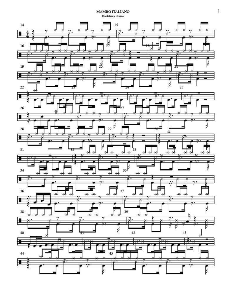 Mambo Italiano Drum Sheet Music | PDF