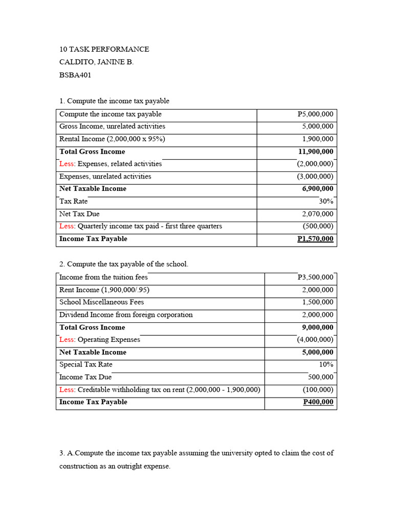 Income Tax Computation Examples | PDF | Income Tax | Income