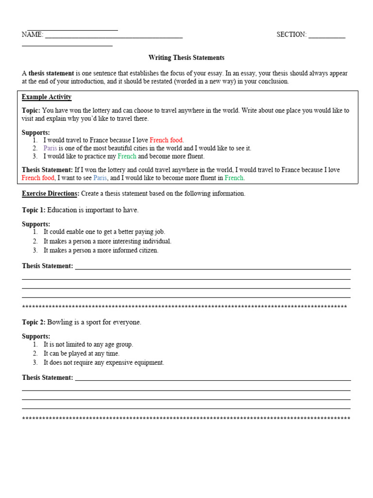 Writing Thesis Statements | Download Free PDF | Essays