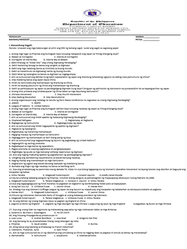 Pre Final Exam Ap7 | PDF