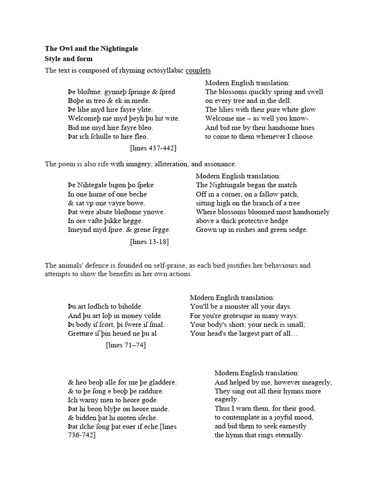 The Owl and The Nightingale | PDF