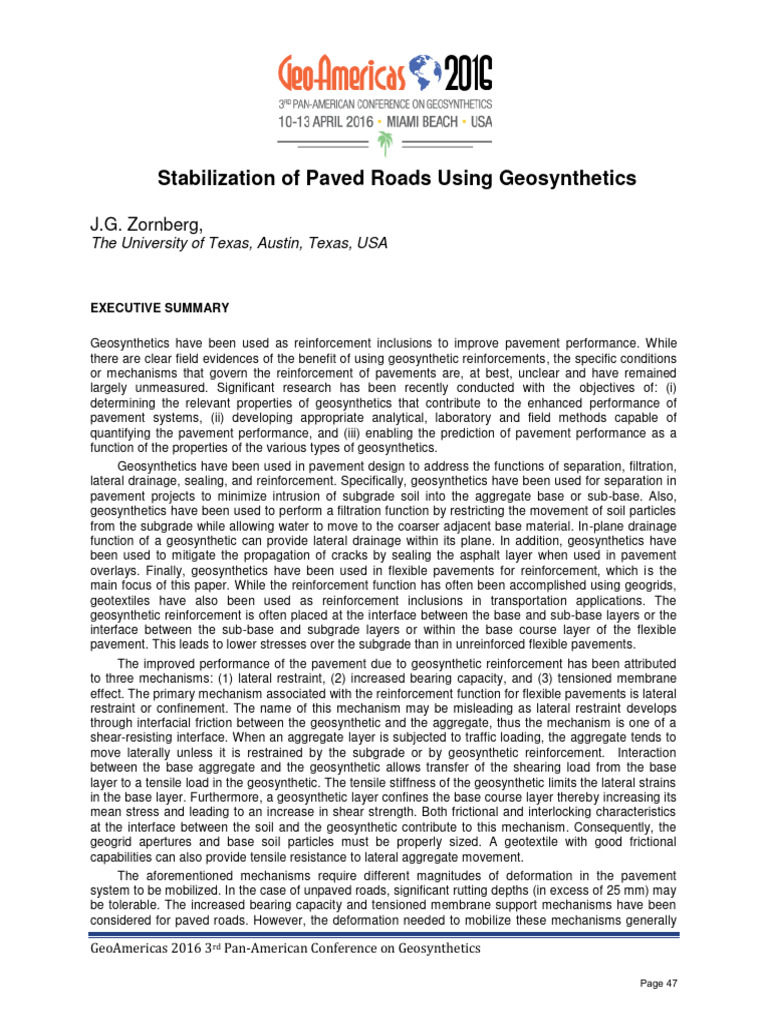 Stabilization of Paved Roads Using Geosynthetics | PDF | Road Surface | Soil Science