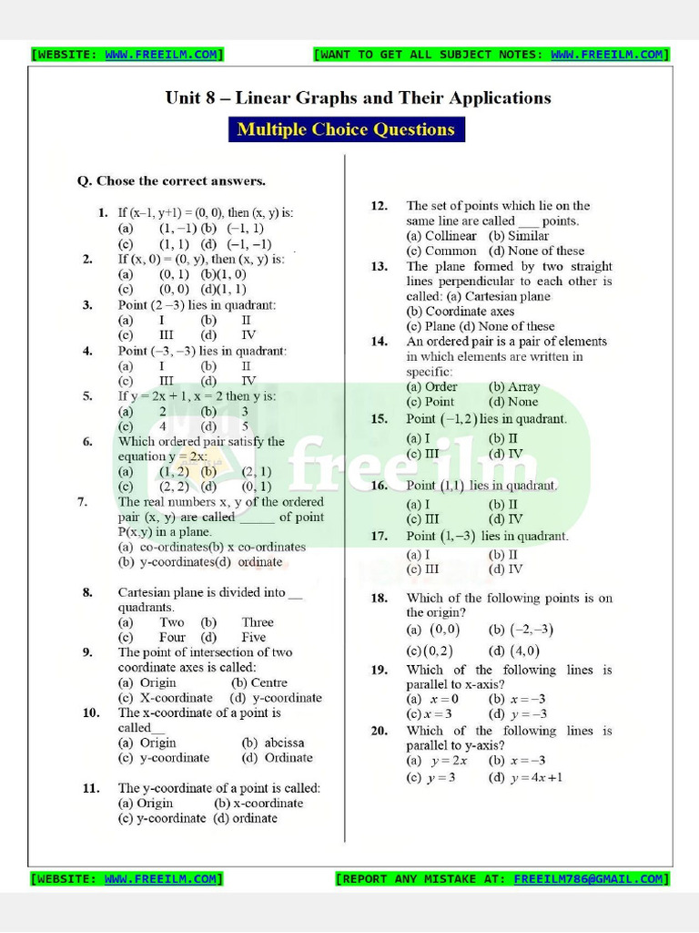 9th Math, Ch 8, MCQs | PDF 9th Math, Ch 8, MCQs | PDF