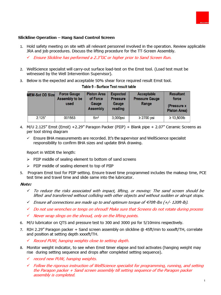 Sand Screen Hangoff Draft Well Program | PDF | Equipment | Mechanical ...