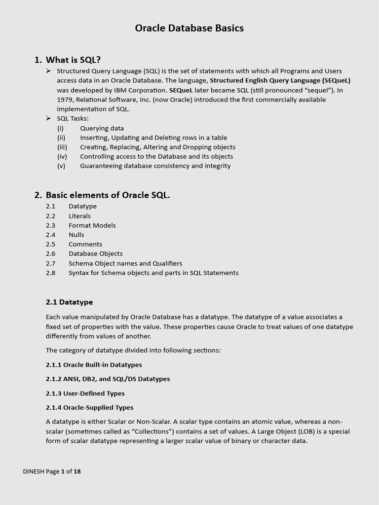 Oracle Database Basics | Download Free PDF | Relational Database | Pl/Sql