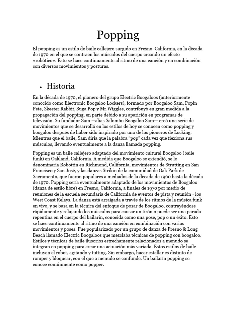 Popping | PDF | Las artes escénicas | Musica Popular