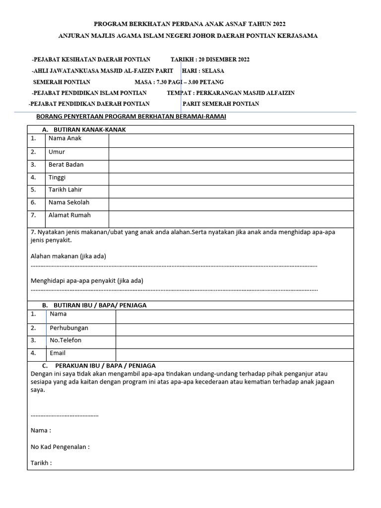 Surat Berkhatan 2022 | PDF