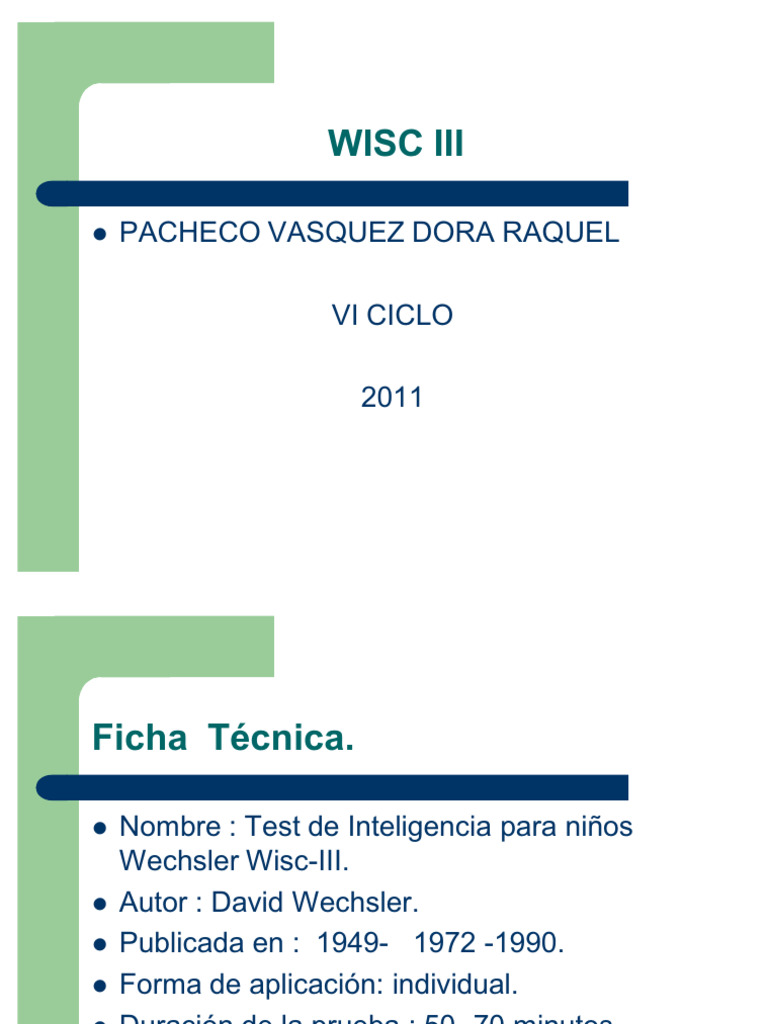 Test de Wisc III | PDF