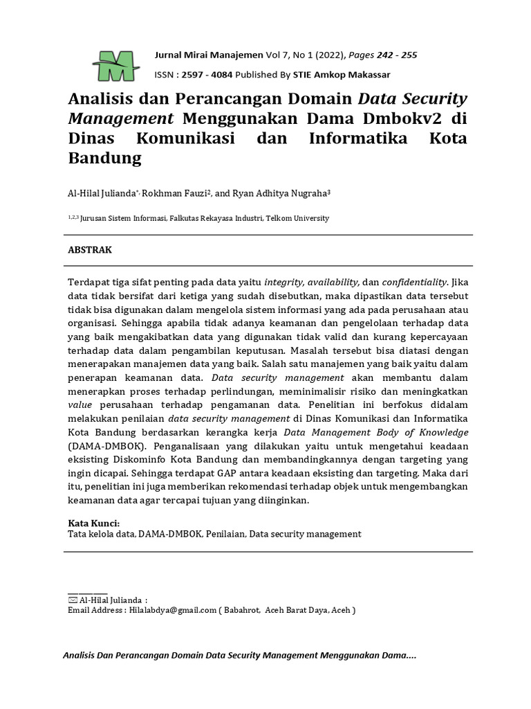 Analisis Dan Perancangan Domain Data Security | PDF