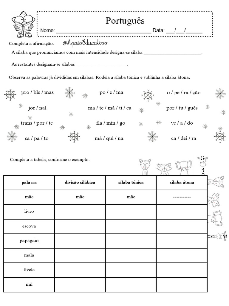 Sílaba tónica e átona | PDF