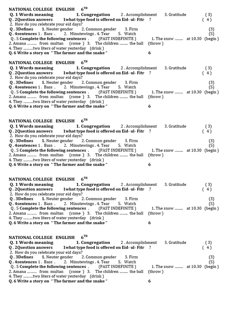Q7 | PDF | Vocabulary | Grammar