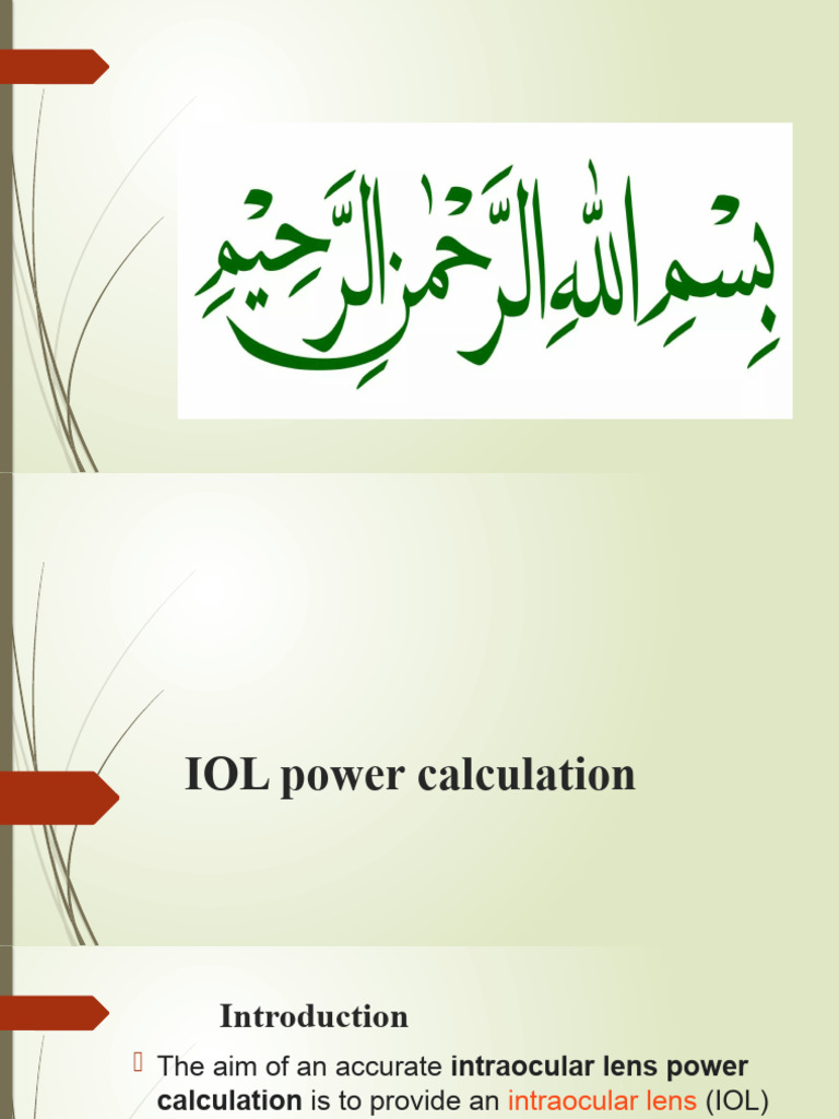 IOL Power Calculation | Download Free PDF | Optics | Ophthalmology