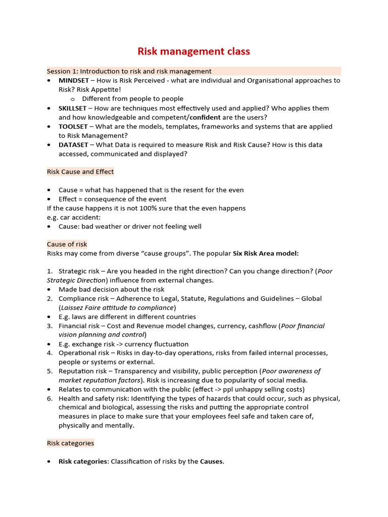 Risk Management Class | PDF | Risk | Risk Assessment
