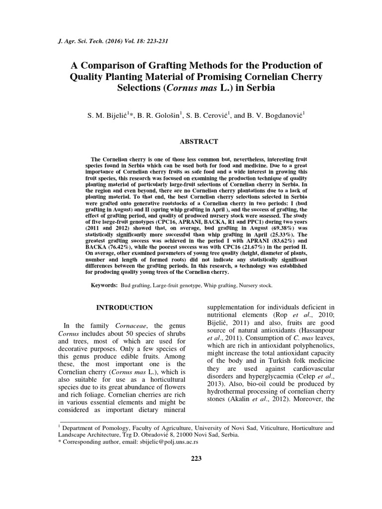Grafting The Cornelian Cherry | PDF | Grafting | Plant Nursery