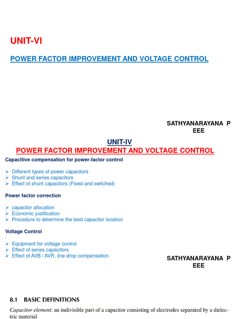 Power Factor Improvement Techniques | PDF | Capacitor | Electromagnetism