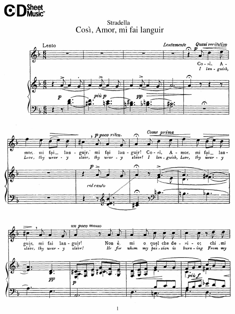 Così Amor Mi Fai Languir | PDF