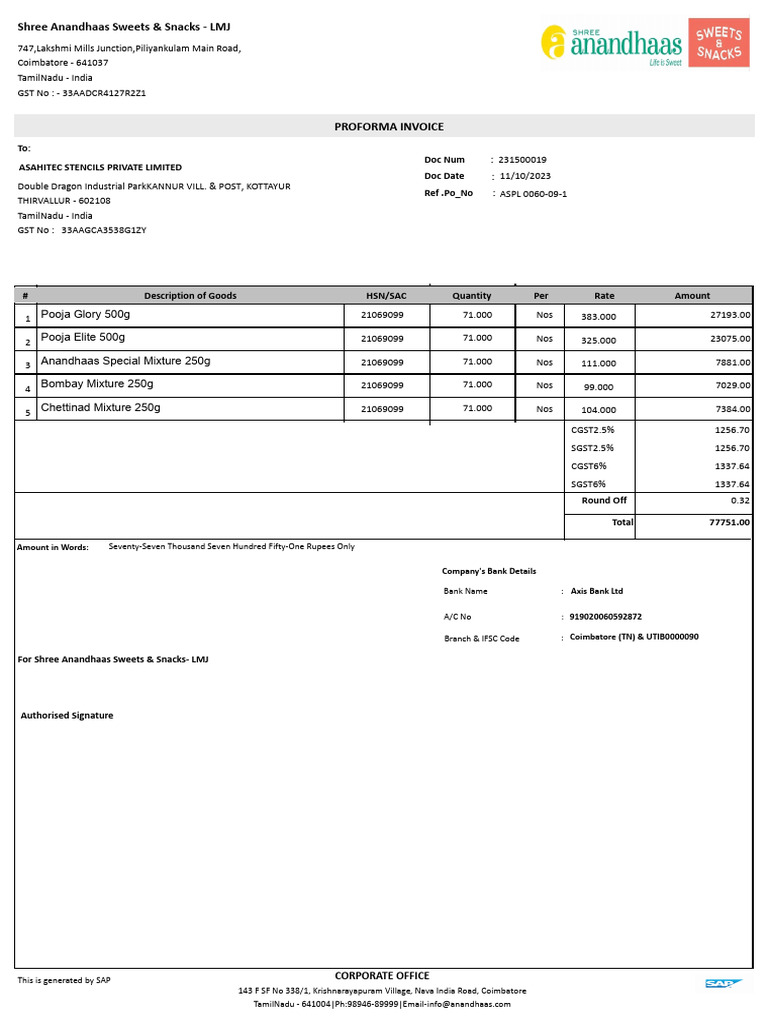 Profoma Invoice - Asahitec Stencils Private Limited | PDF | Economy Of ...