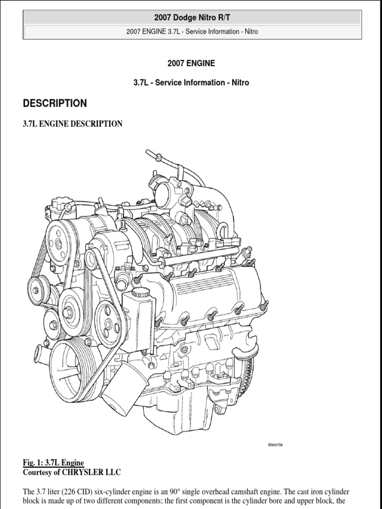 2007 Dodge Nitro 3.7L Engine Guide | PDF | Leak | Piston