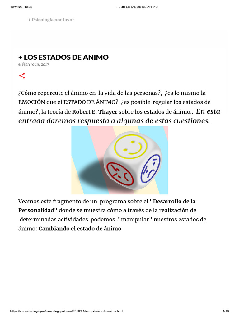 Tipos y regulación de estados de ánimo | PDF | Estado de ánimo ...