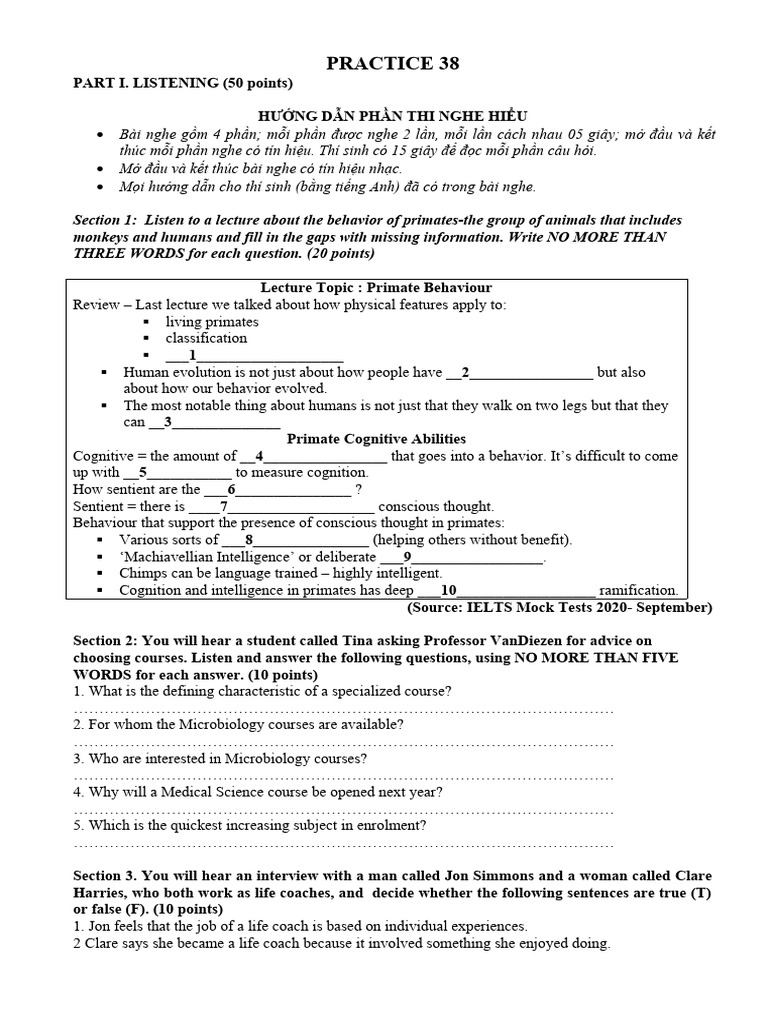 PRAC 38 - ĐỀ | PDF