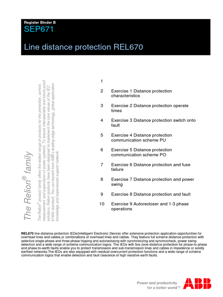 00 SEP671 REL670 Register Binder B | PDF | Electronics | Electromagnetism