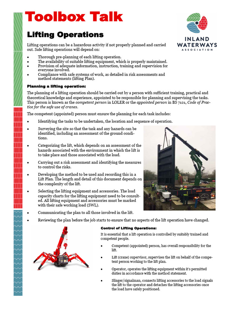 Safe Lifting Operations Guide | PDF | Safety