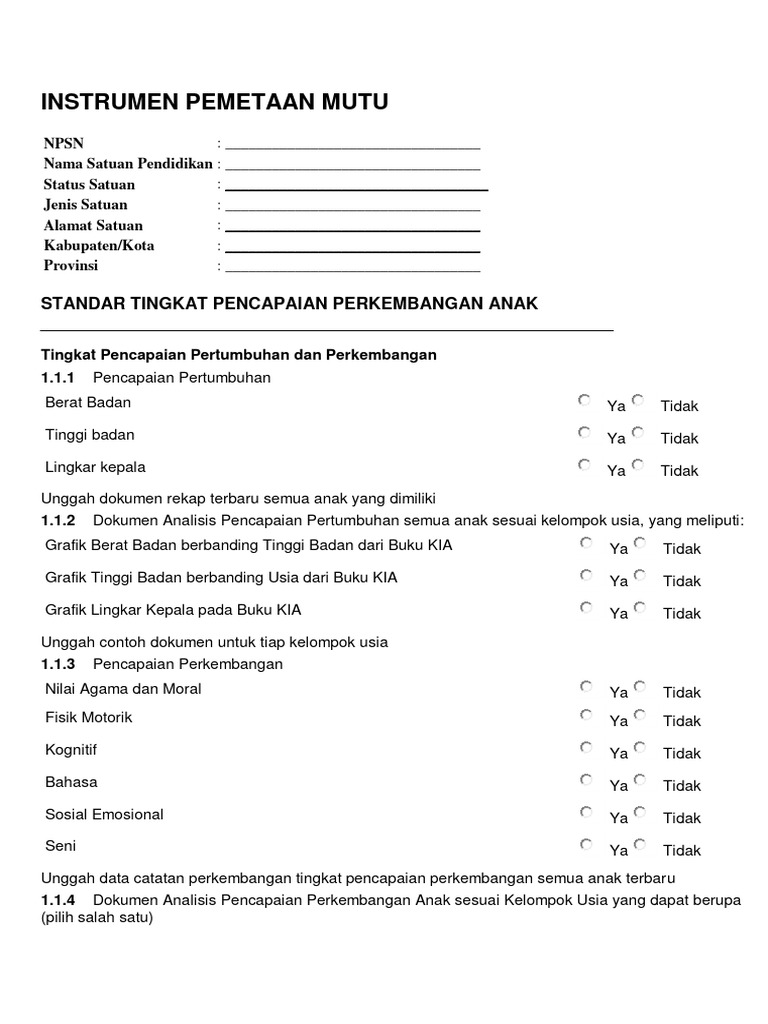 INSTRUMEN PEMETAAN MUTU Editing | PDF