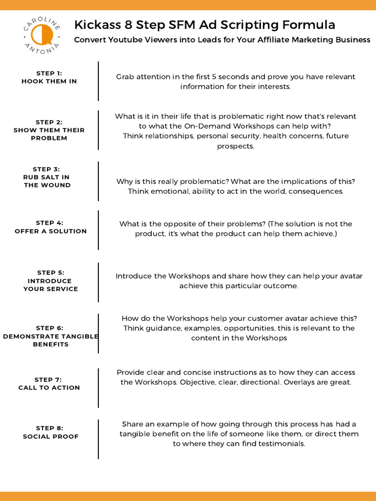 Kickass 8 Step SFM Ad Scripting Formula | PDF | Affiliate Marketing | You Tube