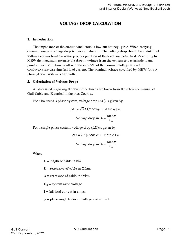Voltage Drop Calculations | PDF | Electrical Impedance | Transformer