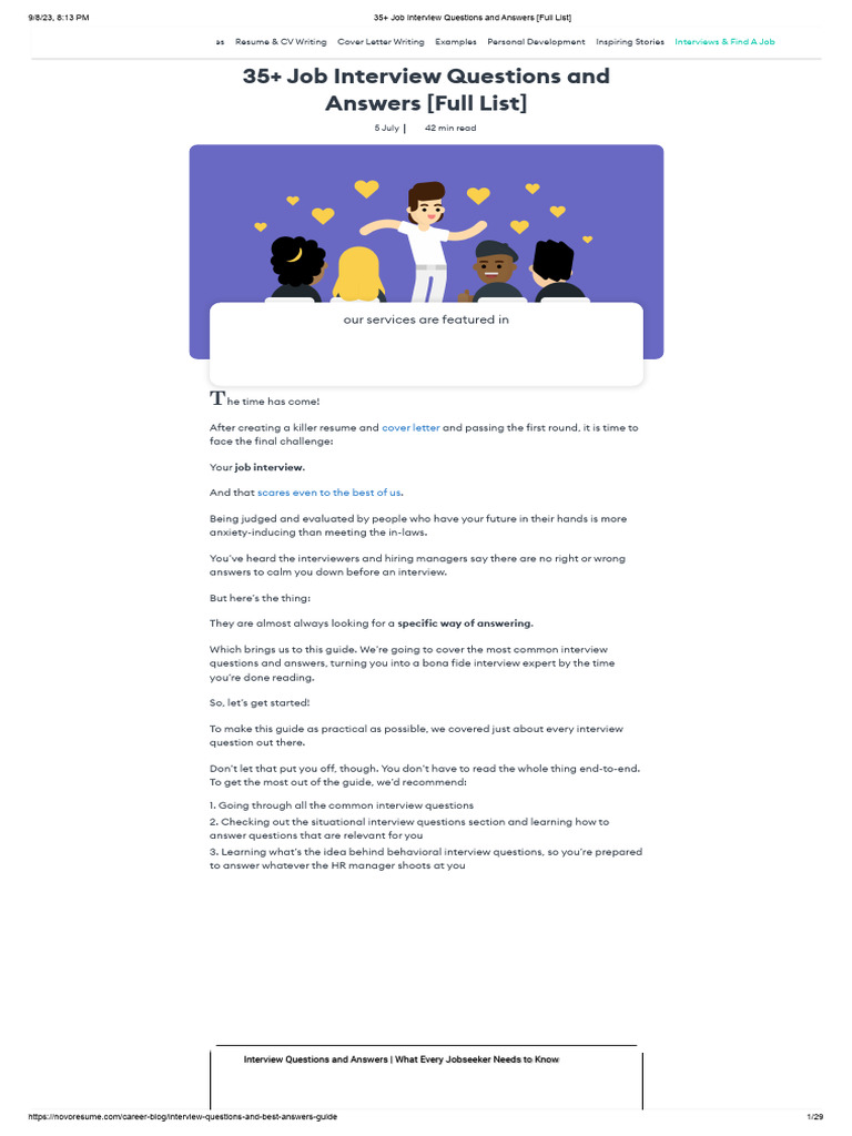 35+ Job Interview Questions and Answers (Full List) | PDF | Career ...