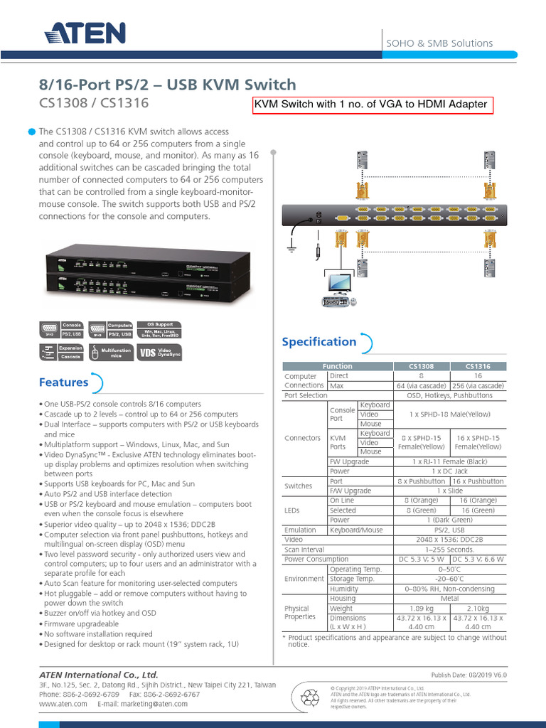 CS1308 KVM Switch Ss en | PDF | Usb | Input/Output