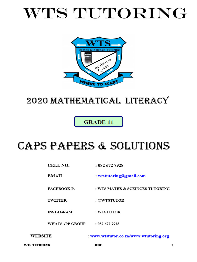 2022 Wts 11 Maths Lit Guide Q & S | PDF