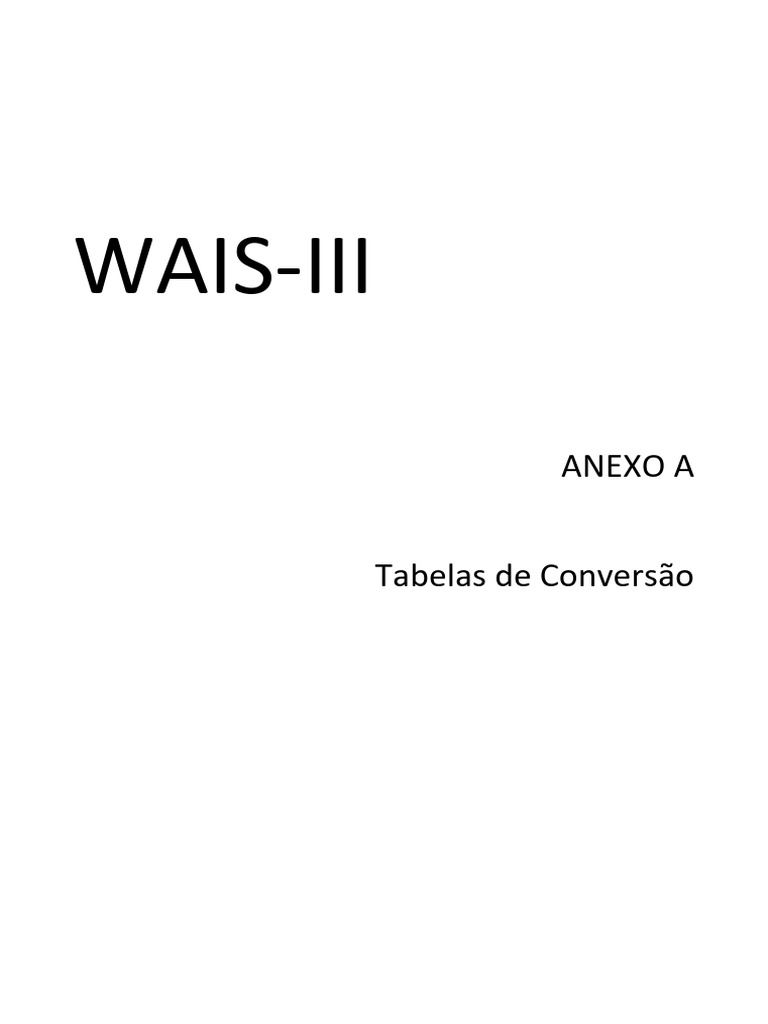 WAIS III Tabelas | PDF | Quociente de inteligência