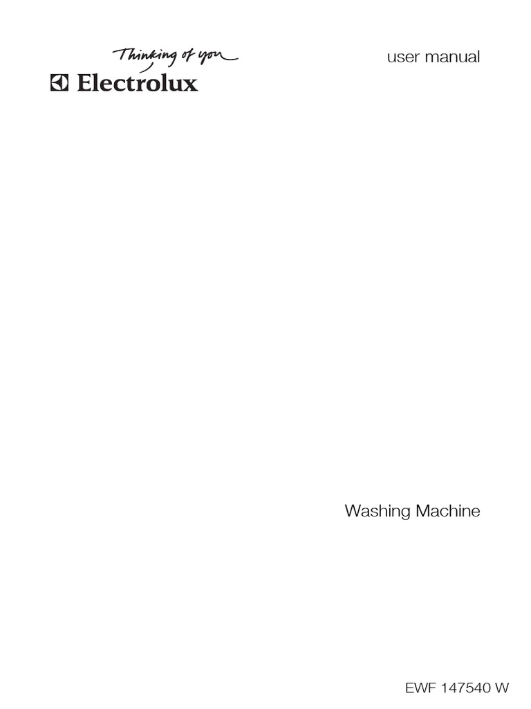 Electrolux EWF 147540 User Manual | PDF | Washing Machine | Laundry