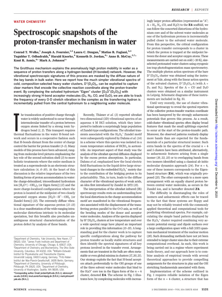 Spectroscopic Snapshots of The Proton Transfer Mechanism in Water ... Spectroscopic Snapshots of The Proton Transfer Mechanism in Water ...