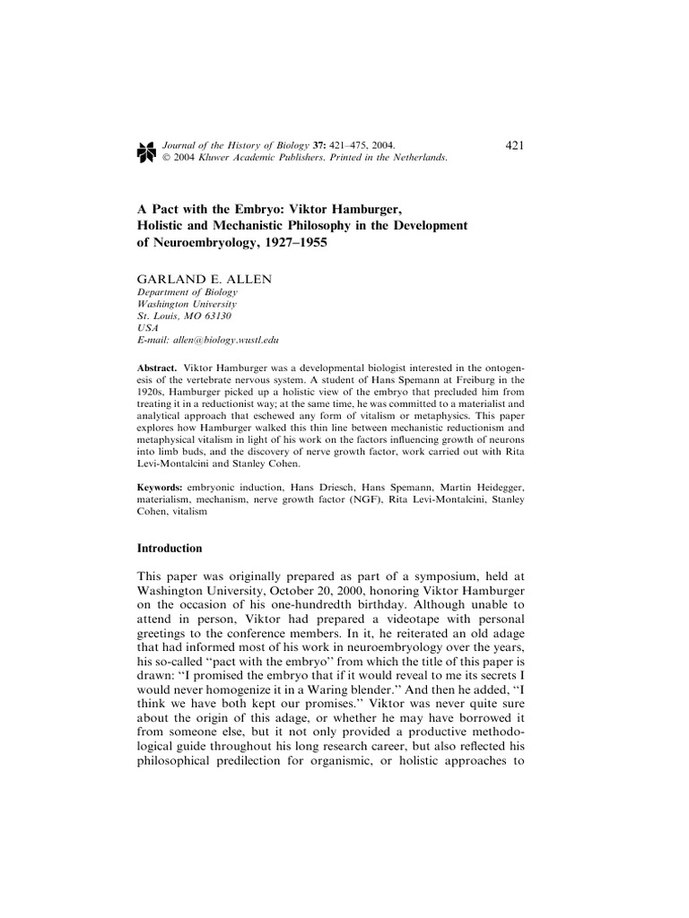 Allen 2004 | PDF | Martin Heidegger | Vitalism
