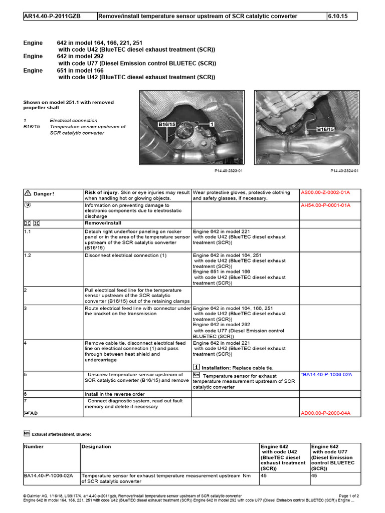 R&I Exhaust Temp Sensor Up 642 Eng. | PDF | Exhaust Gas | Engines
