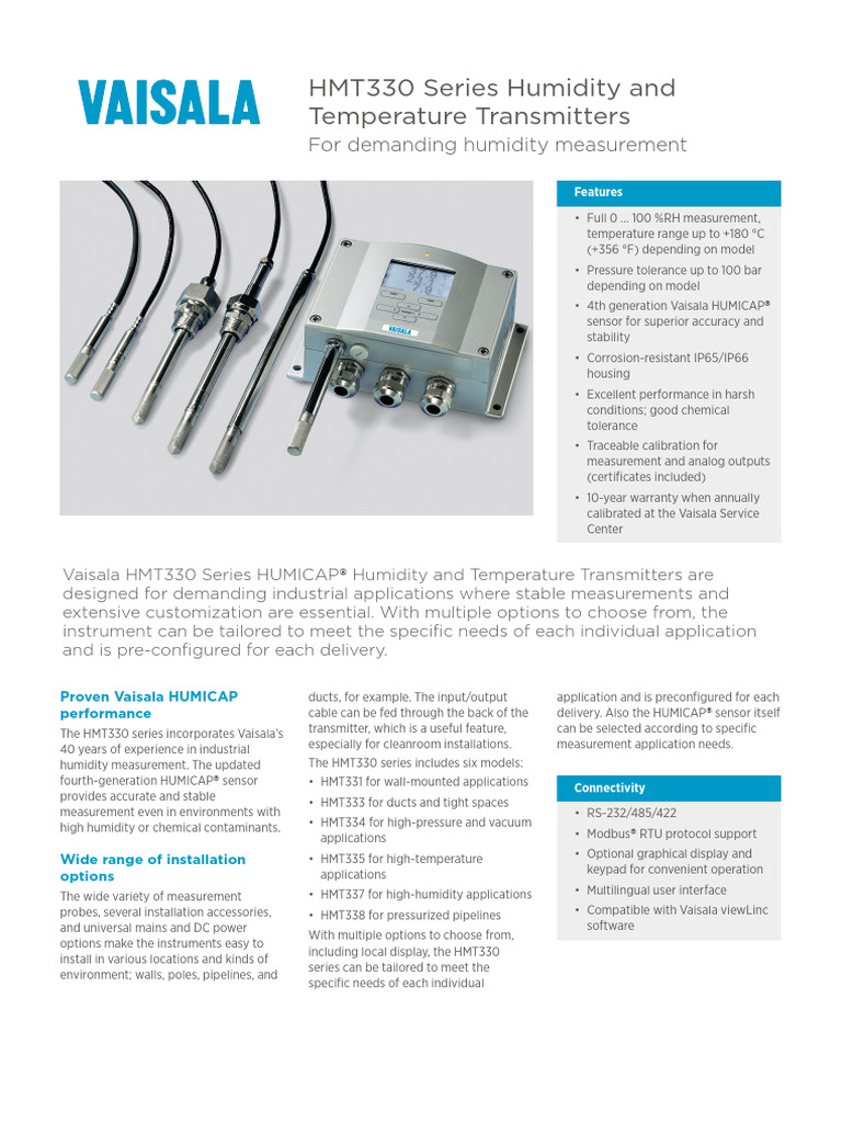 HMT330 Datasheet B210951EN U | Download Free PDF | Humidity | Calibration